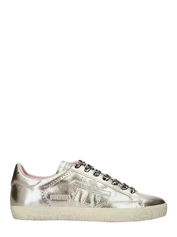Premiata Steven Metallic Calf Leather Sneakers - Silver