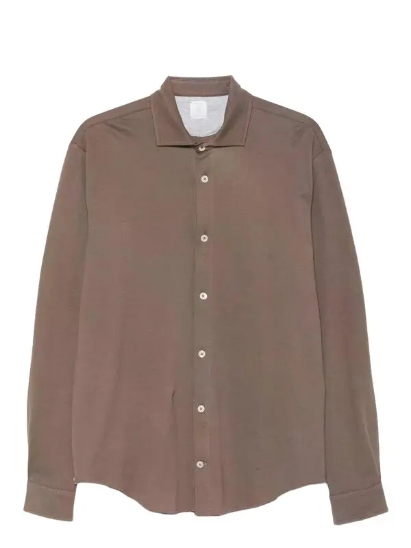 Eleventy Long-sleeve Cotton Shirt - Brown