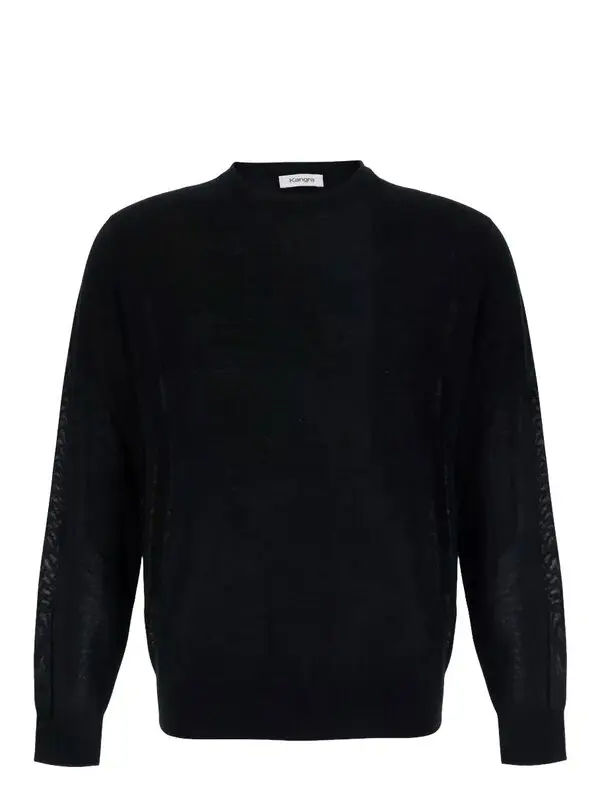 KANGRA Merino Wool Fine Knit Sweater - Black