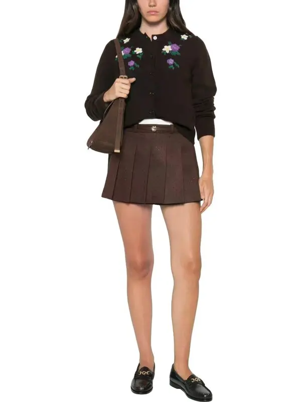 Maje Pleated Belted Shorts - Brown