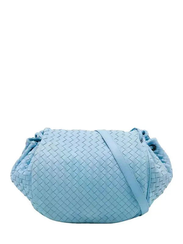 Bottega Veneta Woven Nappa Leather Flap Crossbody Bag - Blue