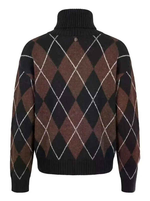 ANIYE BY Argyle Knit Roll Neck Sweater - Black