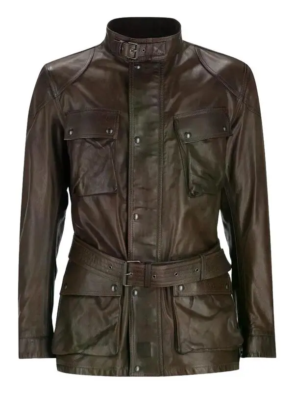 Belstaff Trialmaster Belted Leather Jacket - Brown