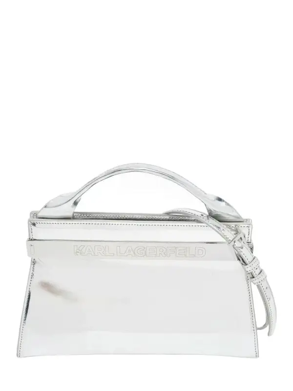 Karl Lagerfeld K/kross Patent Leather Top Tote Bag - Silver