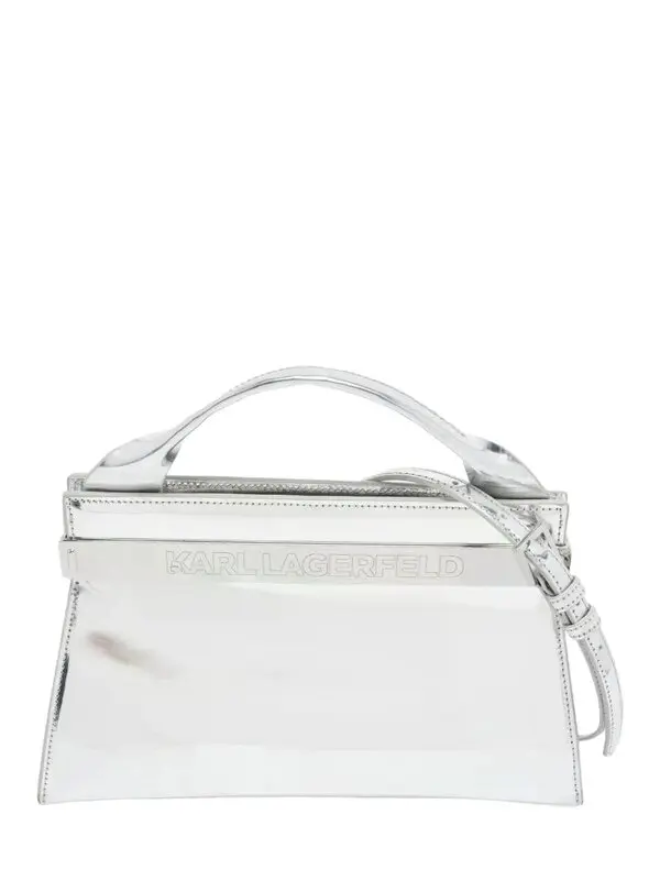 Karl Lagerfeld K/kross Patent Leather Top Tote Bag - Silver