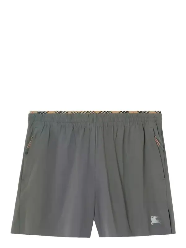 Burberry Stretch Nylon Shorts With Archive Beige Check Taping - Grey