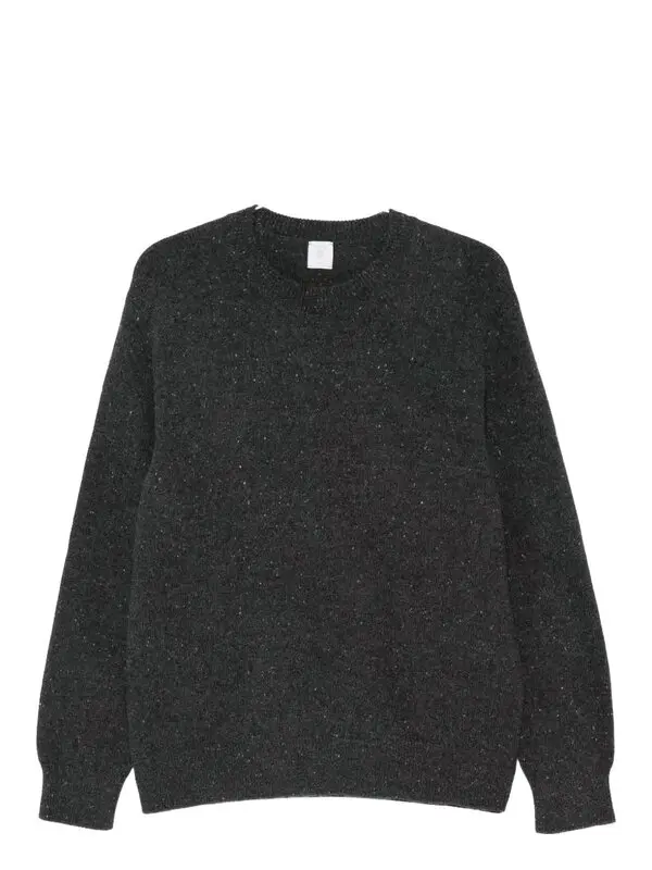 Eleventy Merino Wool Speckled Knit Crew Neck Sweater - Grey