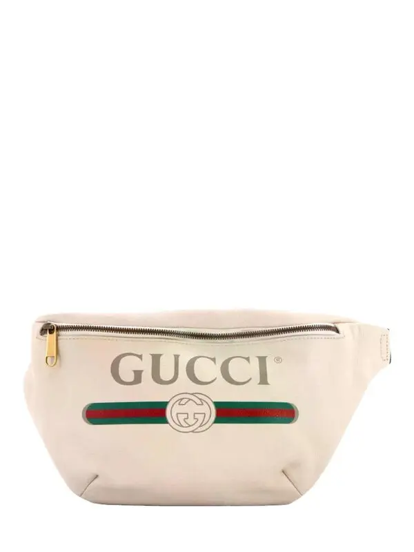 Gucci Logo Printed Leather Belt Bag - Neutrals