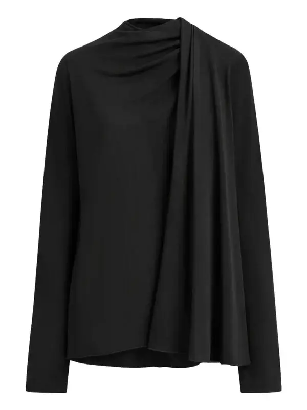 TOTEME Asymmetrical Draped Blouse With Elongated Sleeves - Black