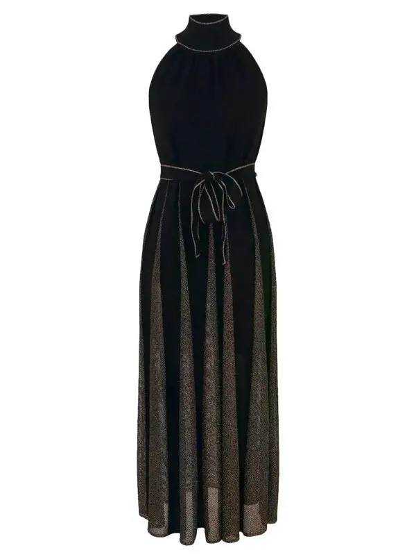 Zimmermann Valiant Metallic Halter Maxi Dress - Black
