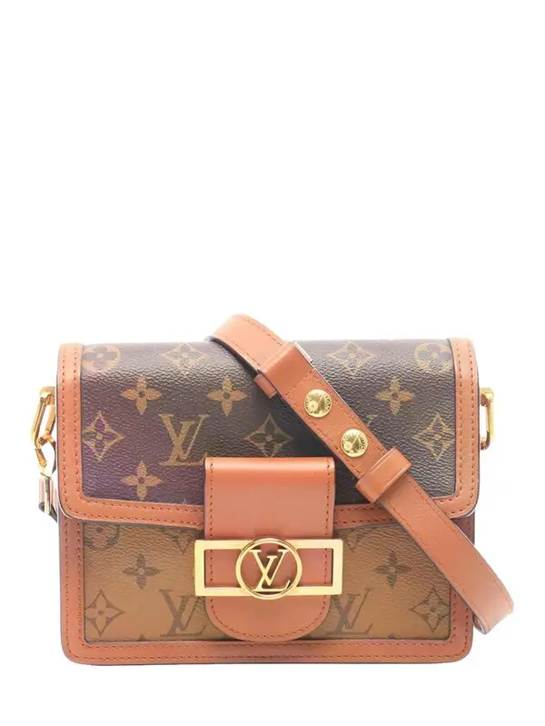 LOUIS VUITTON Monogram Reverse Mini Dauphine Satchel - Brown