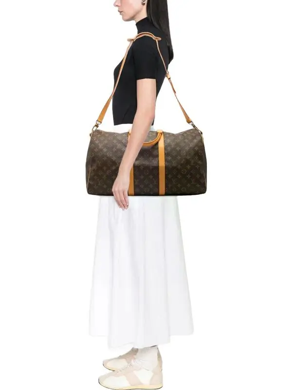 LOUIS VUITTON 1996 Monogram Keepall Bandouliere 50 Travel Bag - Brown