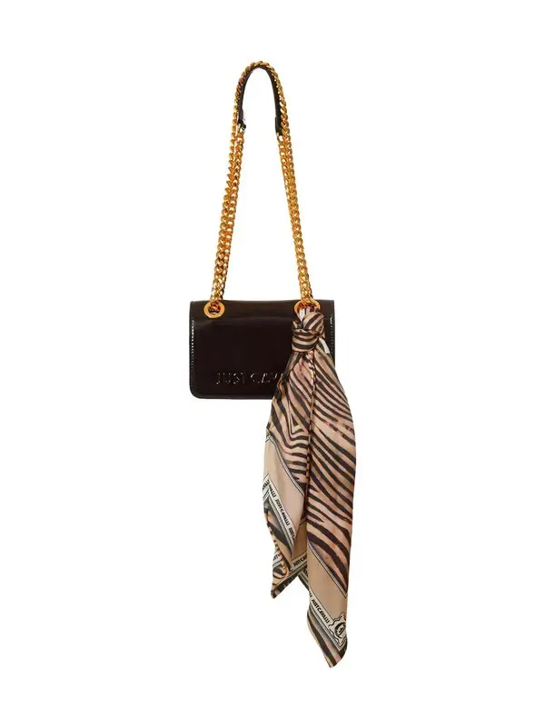 Just Cavalli Logo-embossed Shoulder Bag With Scarf Detail - Black
