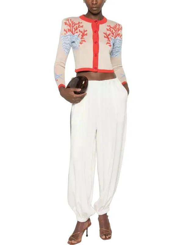 Retrofete Coral Intarsia Cropped Cardigan - Neutrals