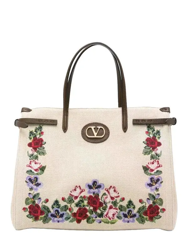 Valentino Garavani Small Antibes Linen Tote Bag - Neutrals