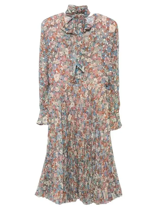 Valentino Garavani Floral-print Pleated Midi Dress - Blue