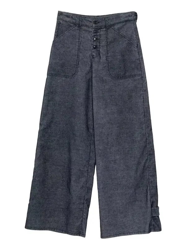 Emporio Armani Pinstriped Button-fly Trousers - Blue
