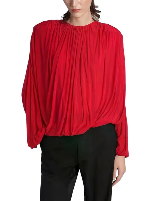 Magda Butrym Ruched Long-sleeve Blouse - Red