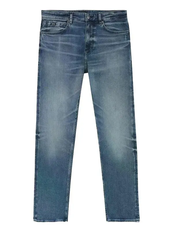 BOSS Faded Effect Whiskered Jeans - Blue