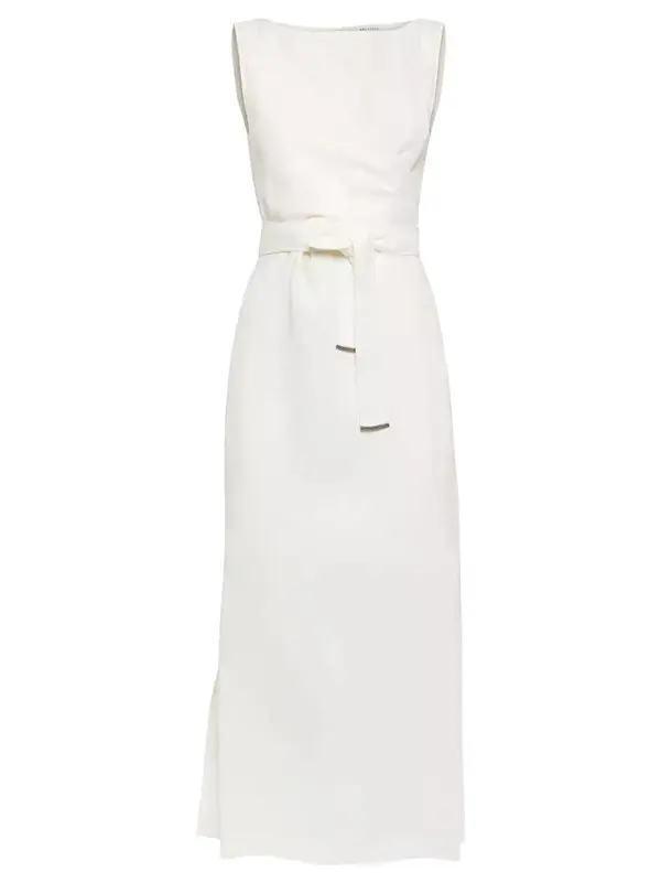 Brunello Cucinelli Belted Sleeveless Dress - Neutrals