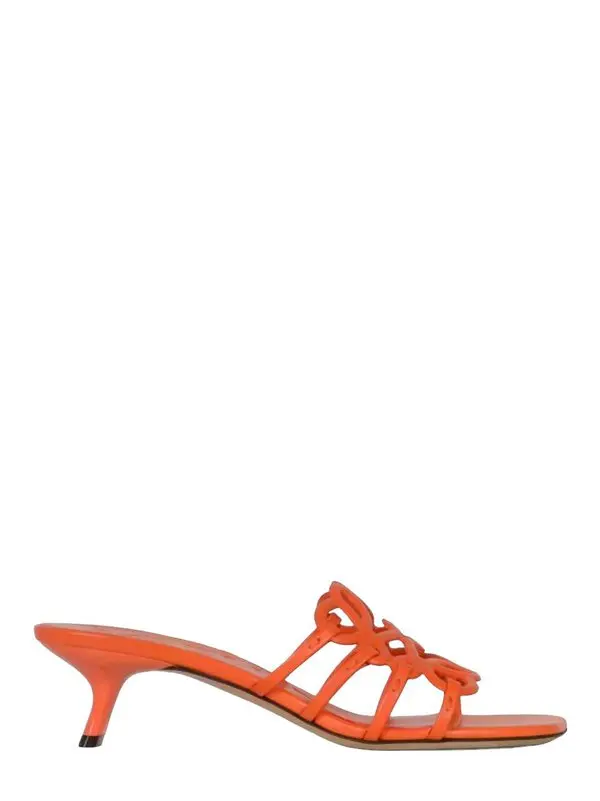Loewe Petal Anagram Leather Sandals - Orange