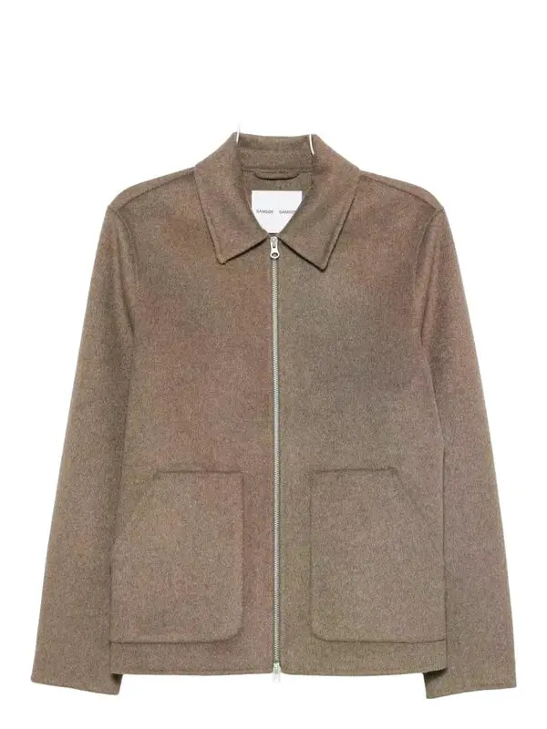 SAMSOE SAMSOE Melange Zip Up Jacket - Brown