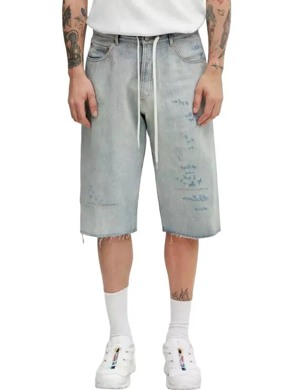 MAISON MARGIELA Distressed Acid Wash Drawstring Shorts - Blue