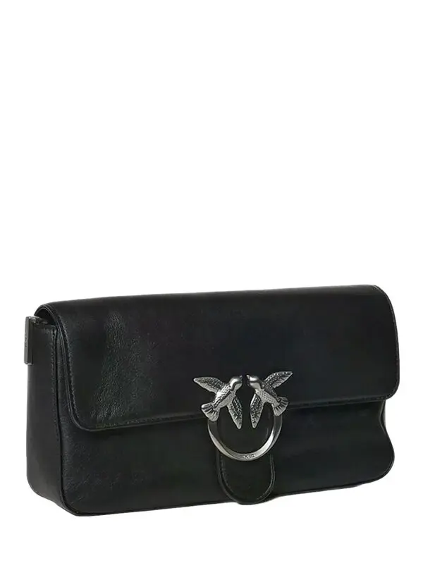 Pinko Love Birds Leather Shoulder Bag - Black