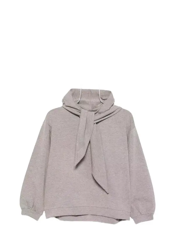 YERSE Tie-detail Hooded Sweatshirt - Grey