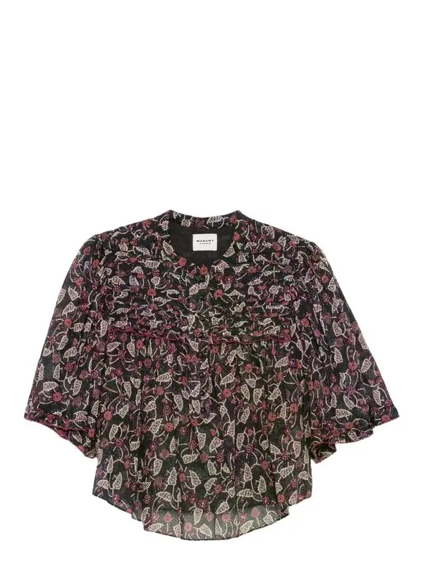 MARANT ETOILE Floral Print Ruffled Blouse - Black