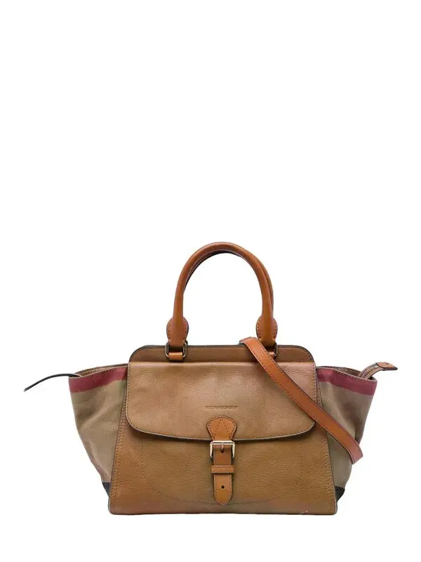 Burberry Harcourt Satchel With House Check Canvas Trim - Brown