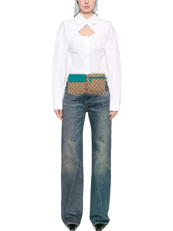 Gucci Gg Canvas Web Double Pocket Belt Bag - Neutrals