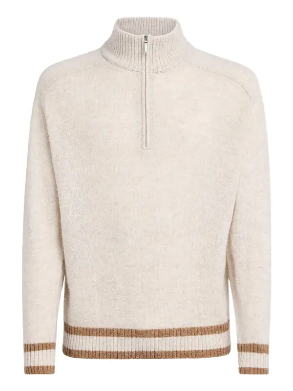 CHE Cillian Wool-blend Quarter-zip Sweater - Beige