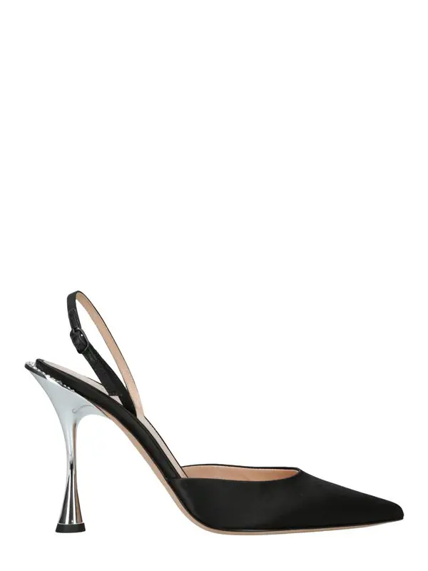 BETZÁBE Satin Embellished Slingback Pumps - Black