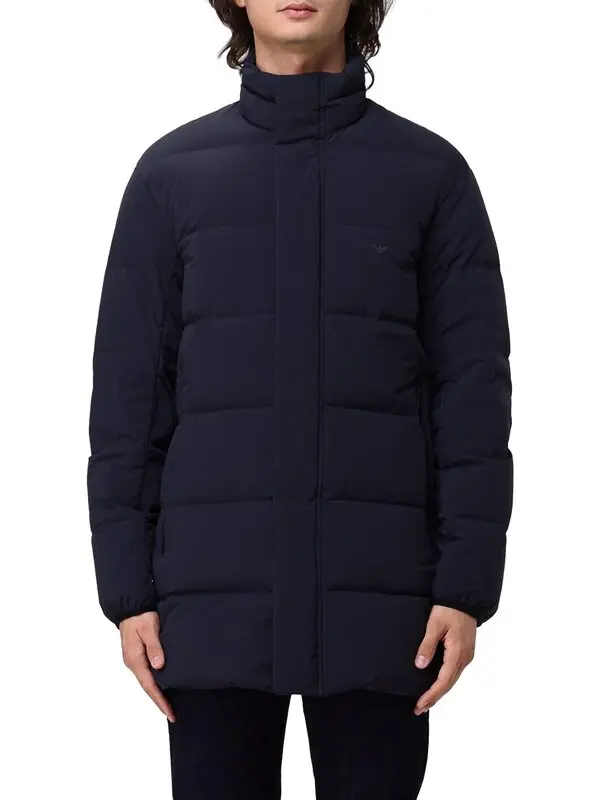 Emporio Armani Knee-length Water-repellent Quilted Down Jacket - Blue
