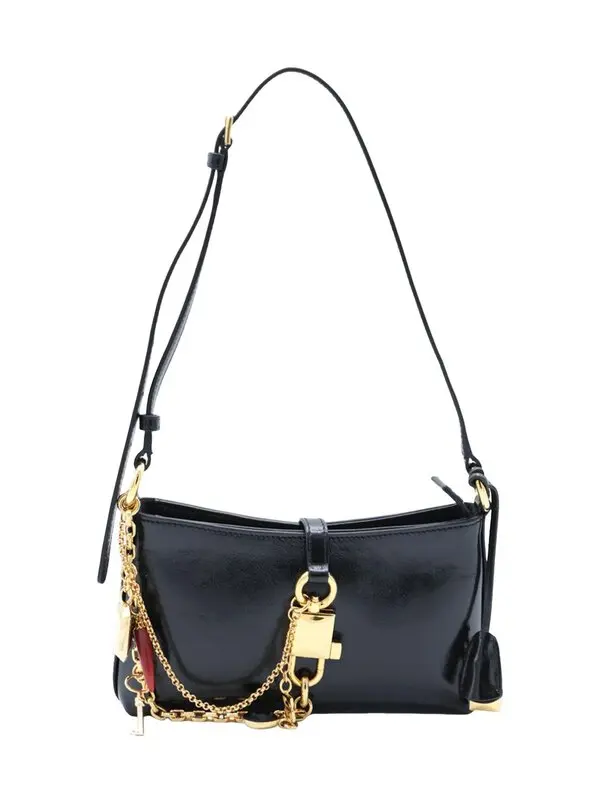 Dolce & Gabbana Lock Calfskin Shoulder Bag With Padlock Charm - Black