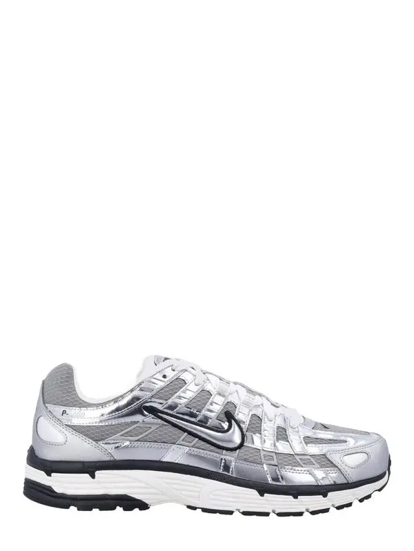 Nike P-6000 Laminated Faux Leather And Mesh Sneakers With Notched Sole - Silver