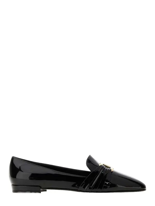 FERRAGAMO Patent Leather Loafers With Gancini Hardware - Black