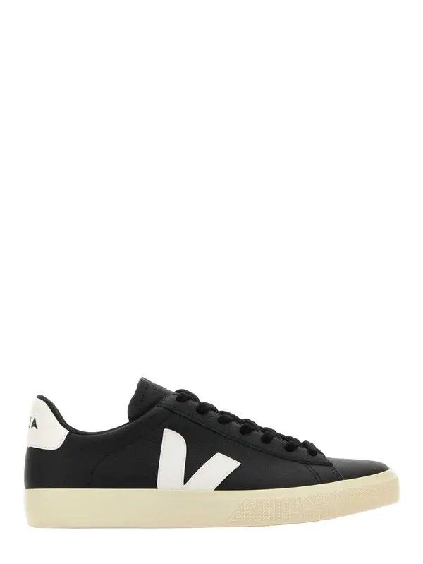 VEJA Campo Sustainable Leather Sneakers With Contrast V-logo - Black