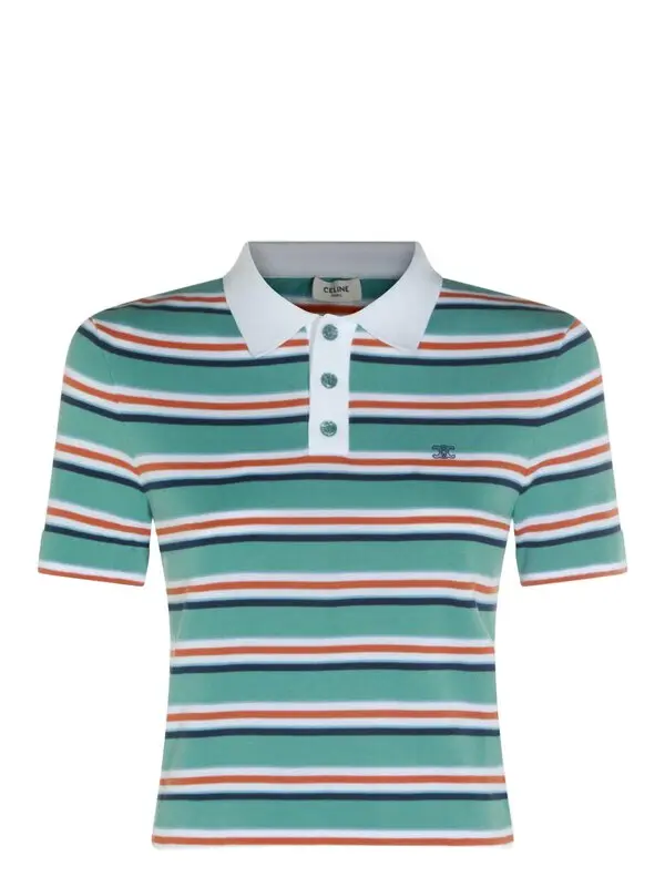 Celine Striped Polo T-shirt - Sky