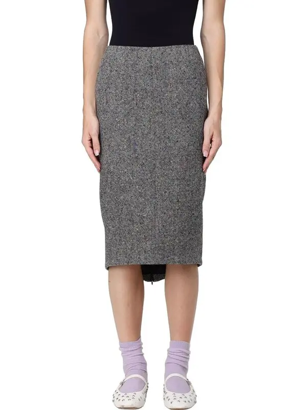 N° 21 Abstract Print Virgin Wool Midi Pencil Skirt - Black