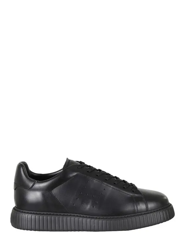 Hogan Leather Lace-up Sneakers - Black