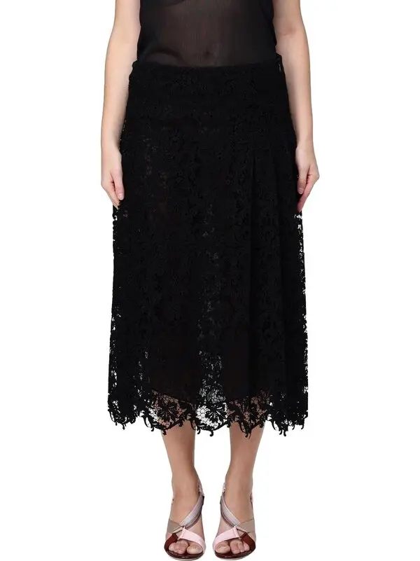 Fendi High-waisted Floral Lace Midi Pencil Skirt - Black