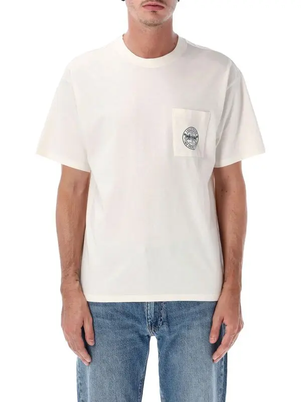 LEVI'S Cotton T-shirt With Patch Pocket And Graphic Logo Print - White
