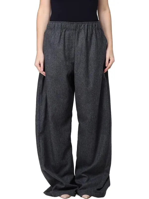 THELATEST Wool Blend Palazzo Pants With Elastic Waist - Grey
