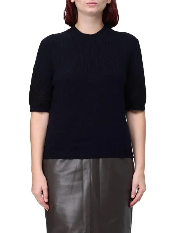 Alberta Ferretti Short-sleeved Crew Neck Cashmere Sweater - Blue