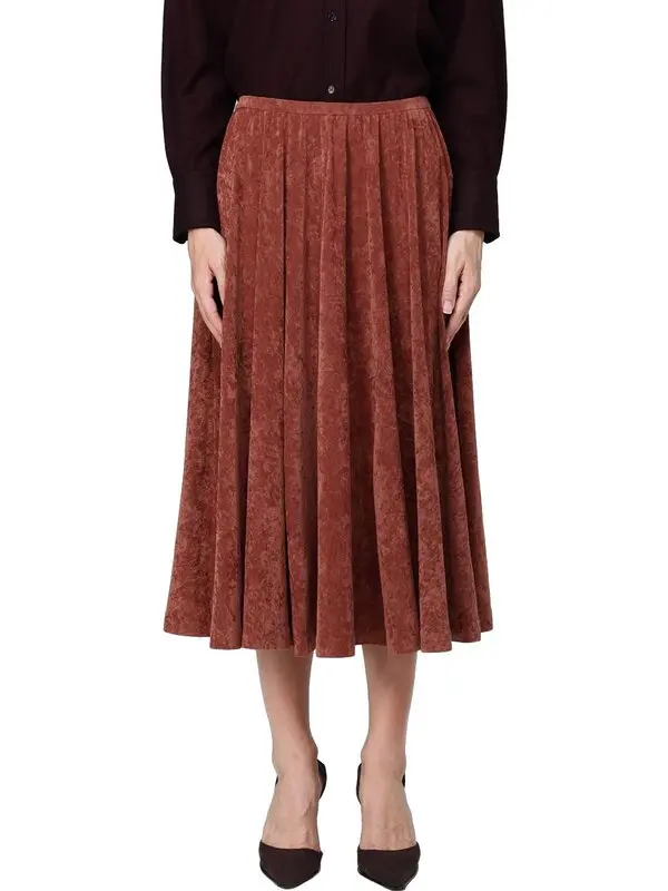 Alberta Ferretti High-waisted Velvet Midi Skirt - Brown