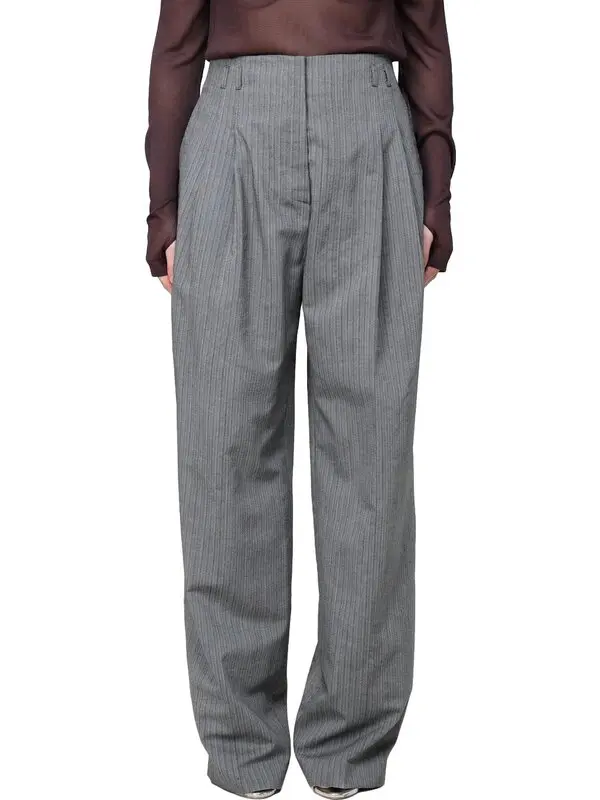 Alberta Ferretti High-waisted Chevron Wool-blend Palazzo Trousers - Multicolor