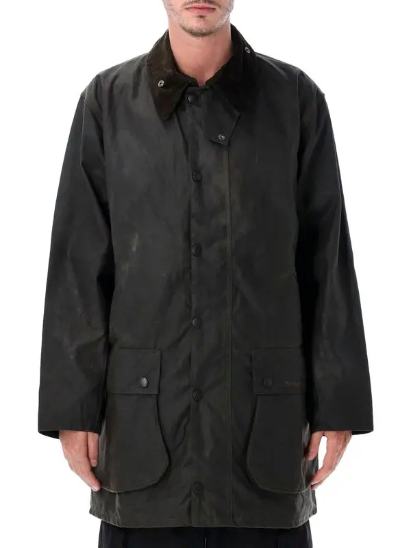 Barbour Northumbria Waxed Cotton Jacket With Corduroy Collar - Olive