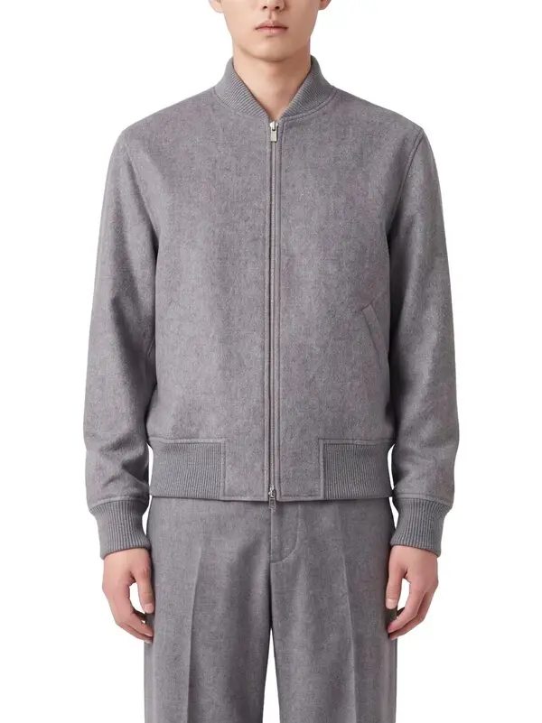 LARDINI Pure Virgin Wool Bomber Jacket - Black